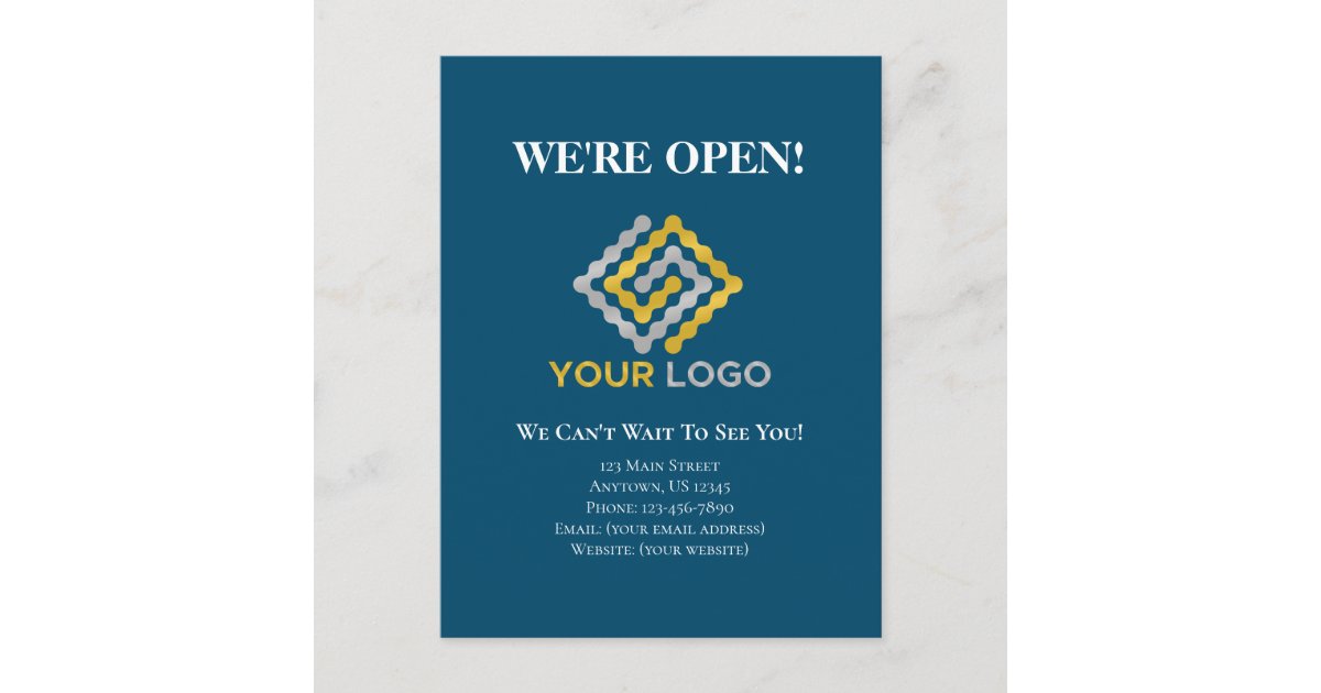 We're Open Business Reopening Announcement Postcard | Zazzle