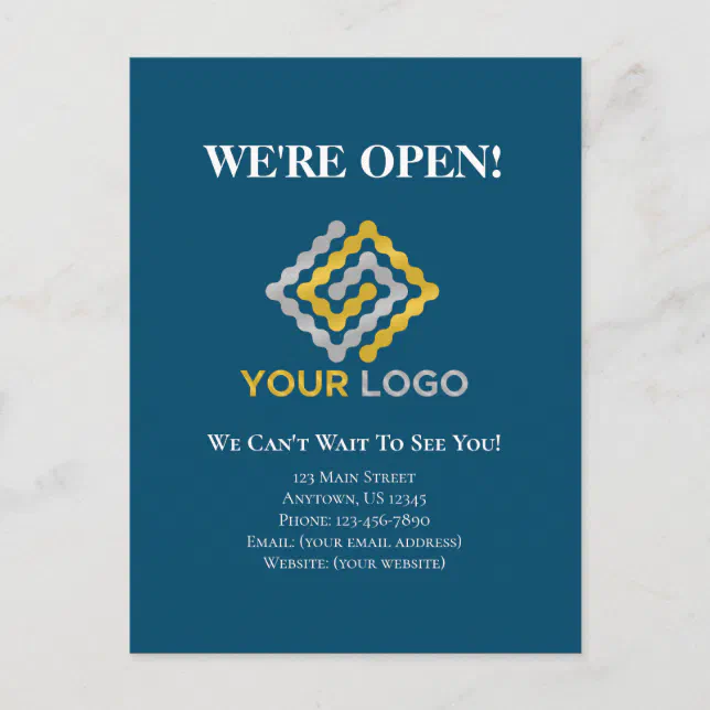 We're Open Business Reopening Announcement Postcard | Zazzle