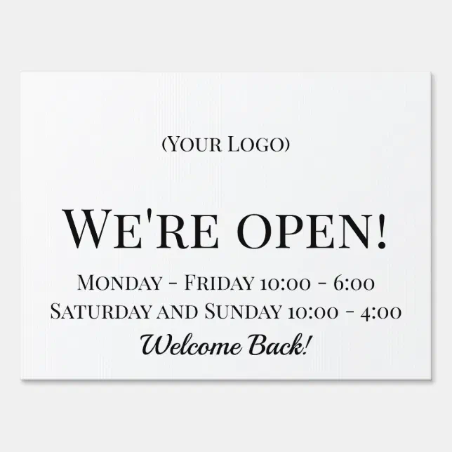 We're Open with Your Logo Business Sign | Zazzle