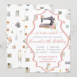 We're Sew Excited! Sewing Themed Birthday Party Invitation | Zazzle