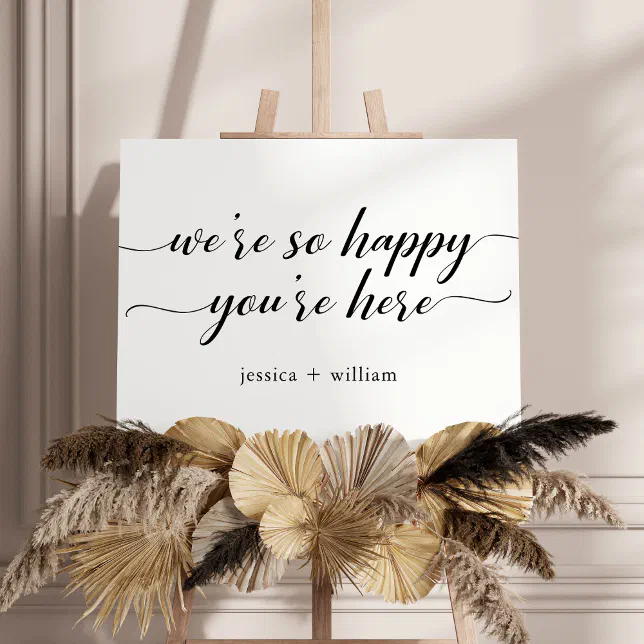 We're So Happy You're Here Wedding Welcome Foam Board | Zazzle