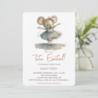 We're Tutu Excited Mouse Ballerina Girl Shower Invitation | Zazzle