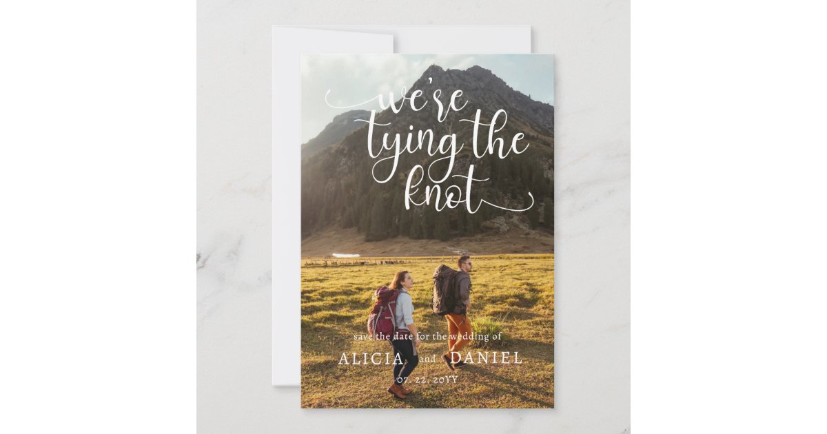 We're tying the Knot 2 Photo QR Code Save the Date Invitation | Zazzle