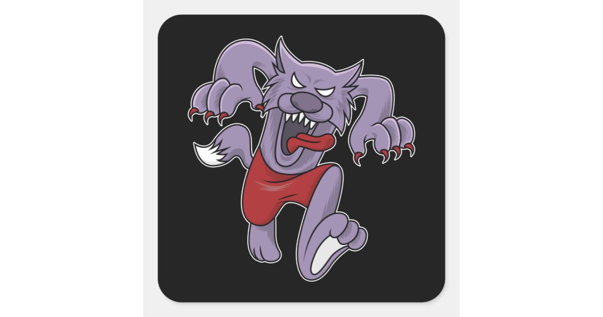 Werewolf cartoon scary werewolves Halloween Gift Square Sticker | Zazzle