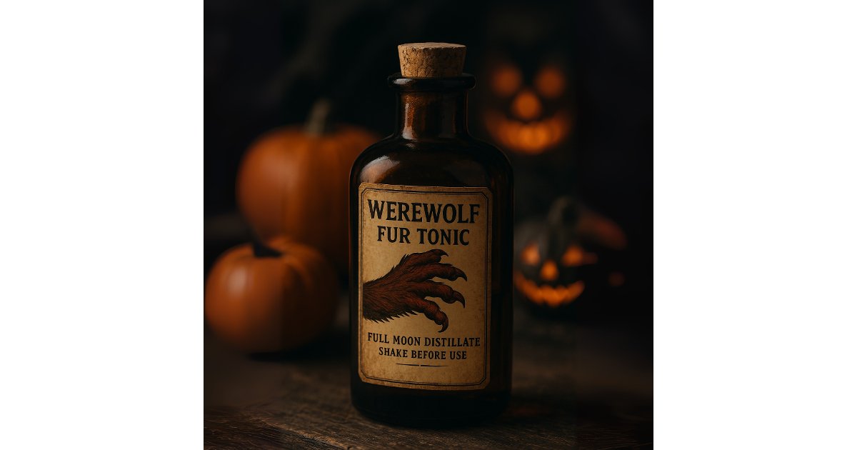 Werewolf Fur Tonic - Halloween Apothecary Label | Zazzle