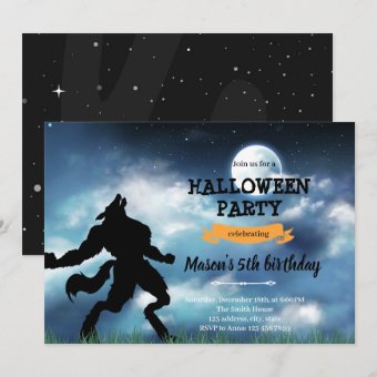 Werewolf halloween birthday invitation | Zazzle