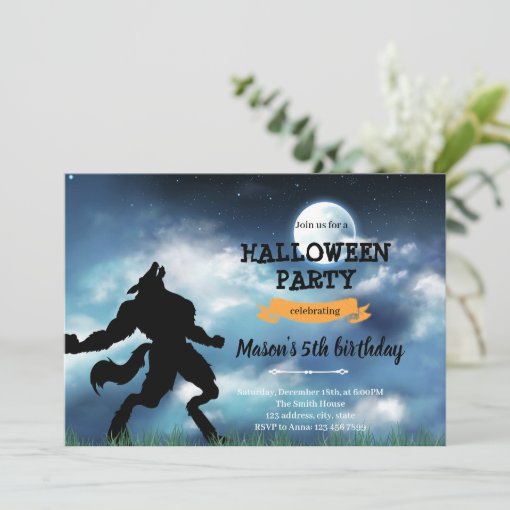 Werewolf halloween birthday invitation | Zazzle