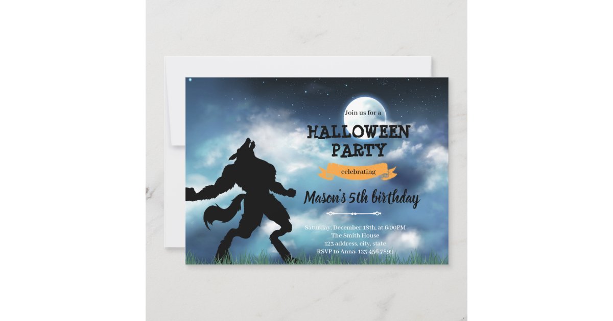 Werewolf halloween birthday invitation | Zazzle