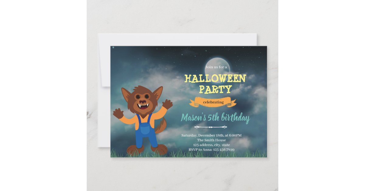 Werewolf halloween birthday invitation | Zazzle