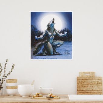 Werewolf Woman and Full Moon Poster | Zazzle