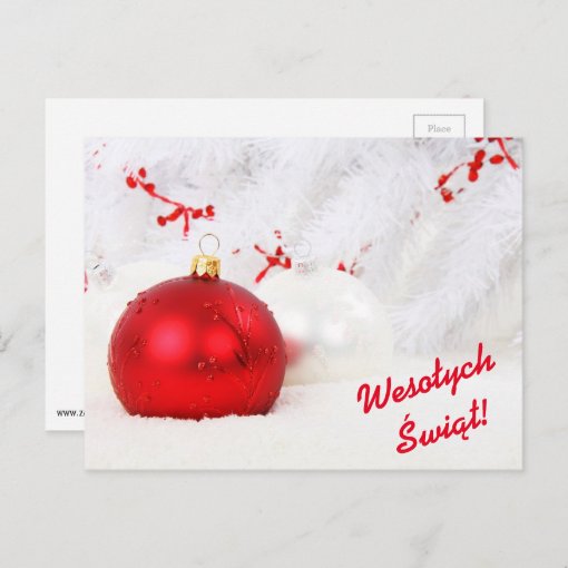 Wesołych Świąt Merry Christmas in Polish Holiday Postcard | Zazzle