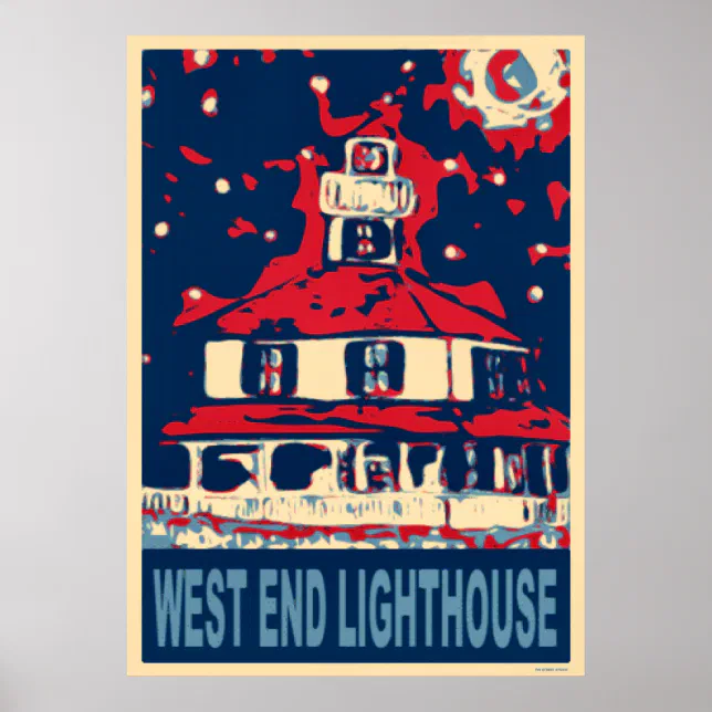 West End Light House and Moon Poster | Zazzle