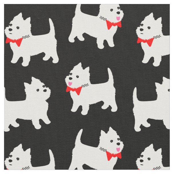 West Highland White Terrier Silhouettes Pattern Fabric | Zazzle