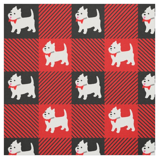 West Highland White Terrier Silhouettes Pattern Fabric | Zazzle