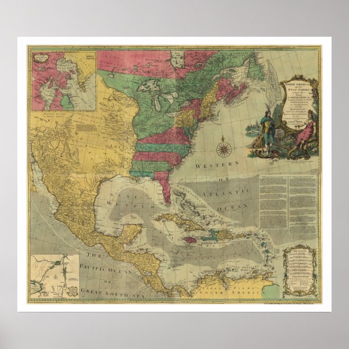 West Indies & North America Map - 1774 Poster | Zazzle.com
