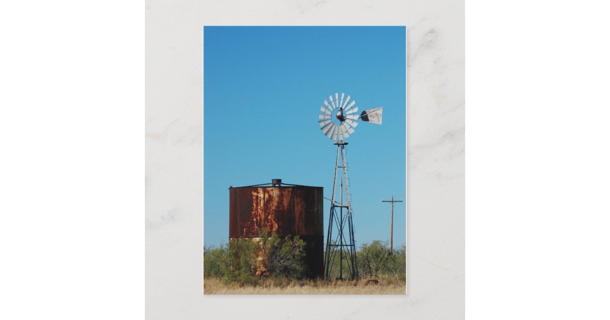 West Texas Windmill and Water Tank Postcard | Zazzle