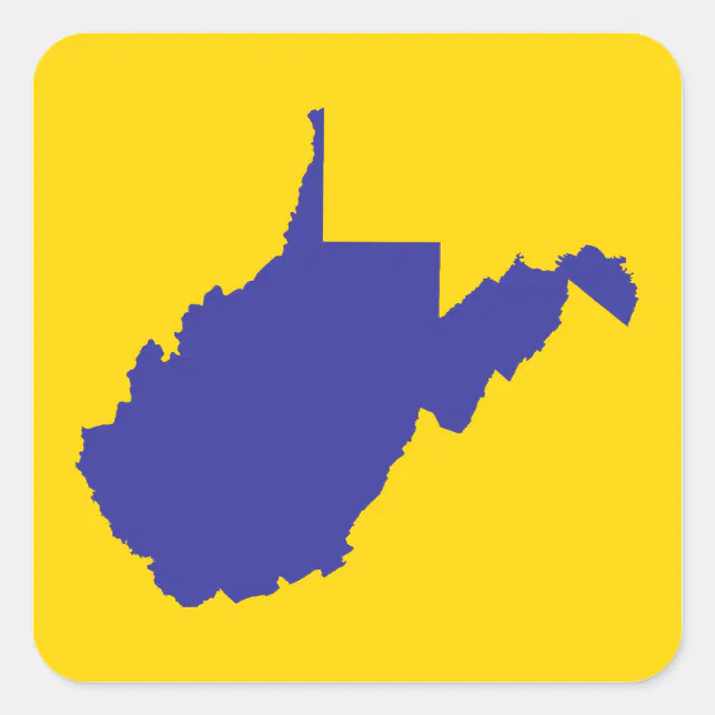 West Virginia Blue and Gold Square Sticker | Zazzle