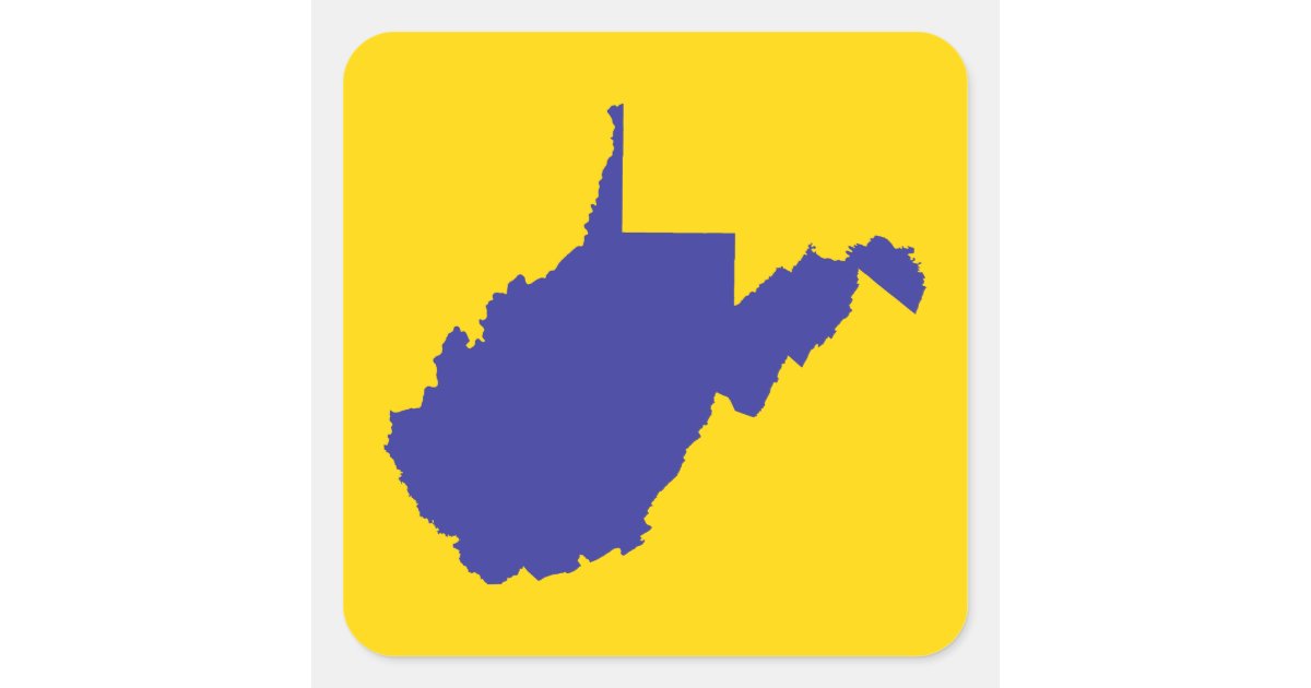 West Virginia Blue and Gold Square Sticker | Zazzle