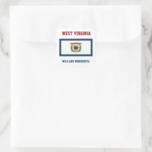 WEST VIRGINIA FLAG AND SLOGAN SQUARE STICKER | Zazzle