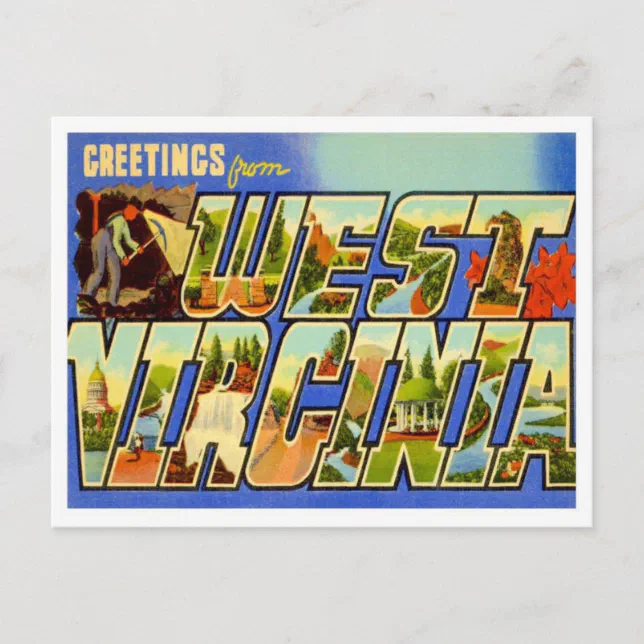 West Virginia Greetings From US States Postcard | Zazzle