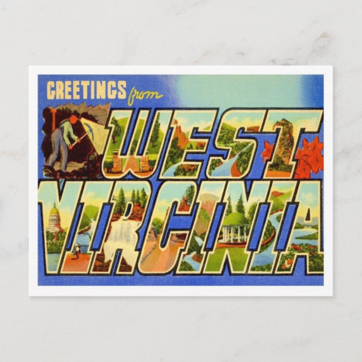 West Virginia Greetings From US States Postcard | Zazzle
