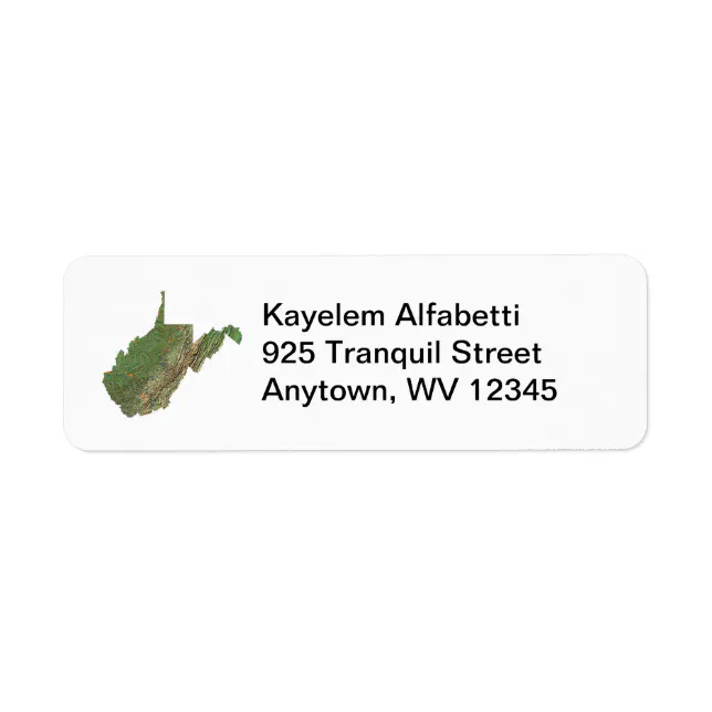 West Virginia Map Return Address Label | Zazzle