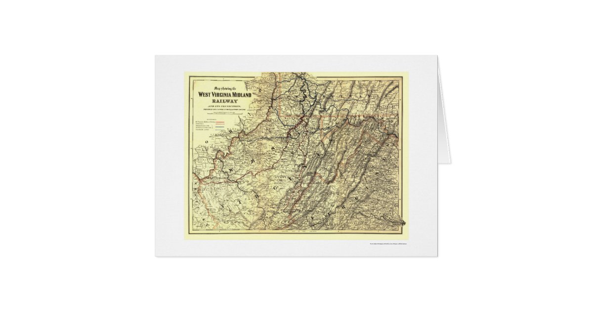 West Virginia Midland Railroad Map 1883 | Zazzle