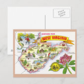 West Virginia State Map Postcard | Zazzle