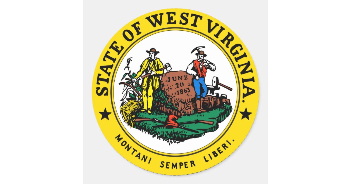 West Virginia state seal.jpg Classic Round Sticker | Zazzle.com