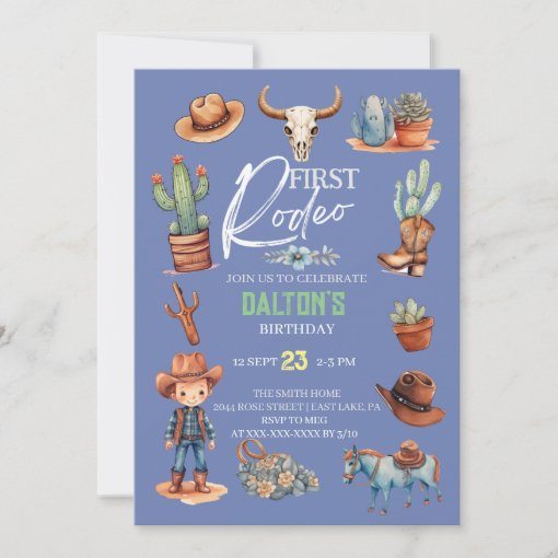 Western 1st Birthday Rodeo Cowboy Birthday Invitation | Zazzle