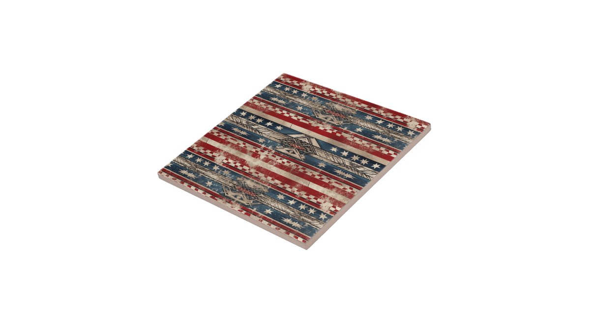 Western American Flag Ceramic Tile | Zazzle