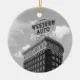 Western Auto Half Cylinder Building Ceramic Ornament | Zazzle