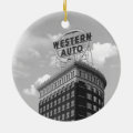 Western Auto Half Cylinder Building Ceramic Ornament | Zazzle