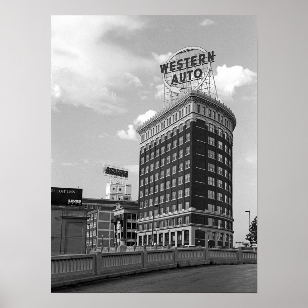 Western Auto Sign Black & White Architecture Photo | Zazzle