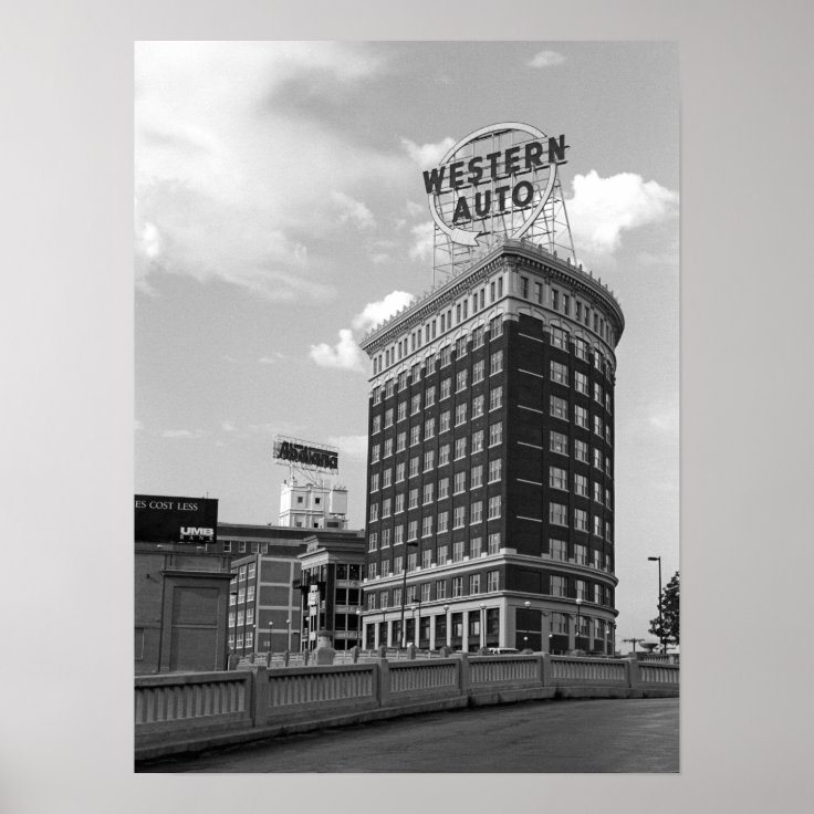 Western Auto Sign Black & White Architecture Photo | Zazzle