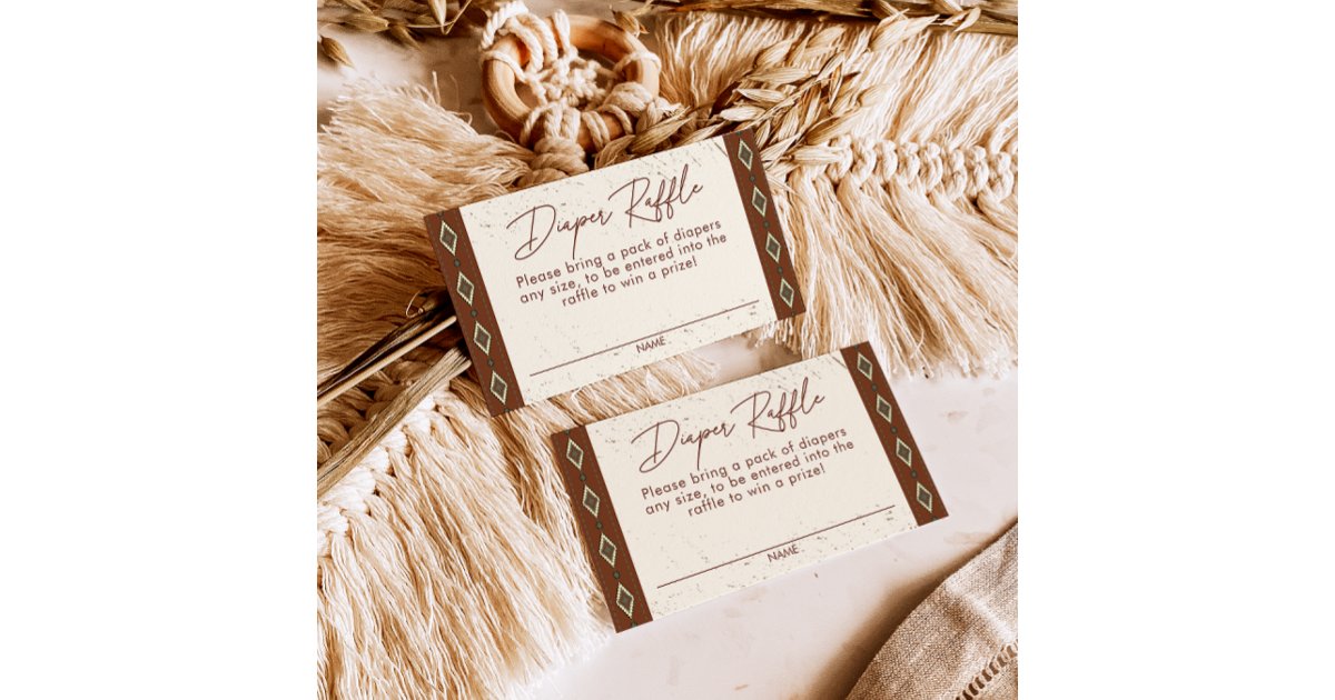 Western Aztec Rustic Boho Diaper Raffle Card | Zazzle