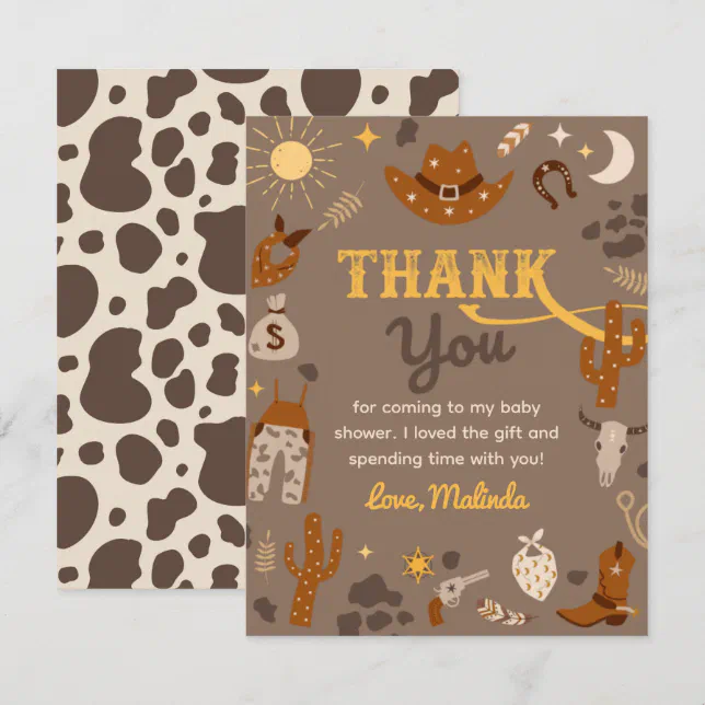 Western Baby Shower Thank You Card | Cowboy Shower | Zazzle