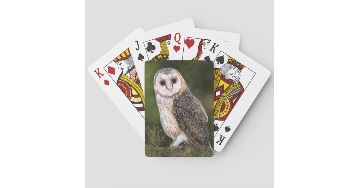 Western Barn Owl Playing Cards | Zazzle