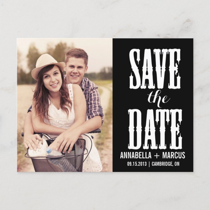 Western Black and White Save the Date Postcard | Zazzle
