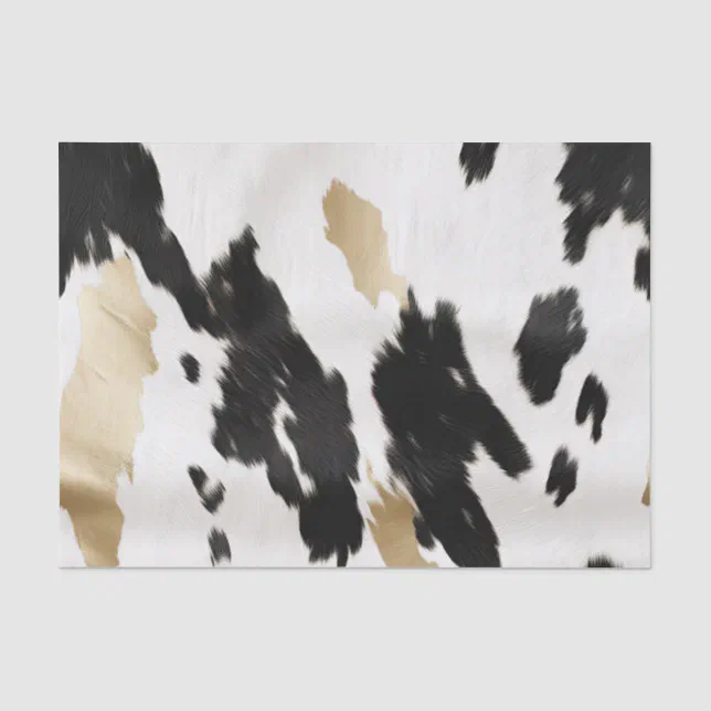 Western Black White Glam Gold Cowhide Birthday Tissue Paper | Zazzle