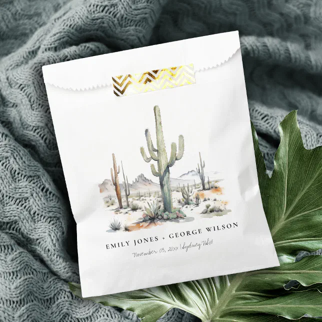 Western Boho Cactus Desert Landscape Wedding Favor Bag | Zazzle