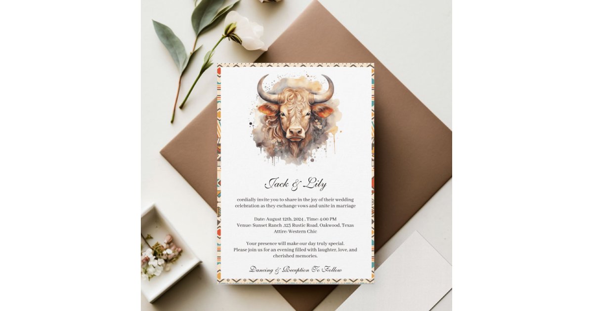 Western Boho Wedding Invitation | Zazzle
