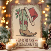 Western Boot Howdy Holidays Cowboy Christmas Holiday Card | Zazzle