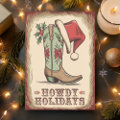 Western Boot Howdy Holidays Cowboy Christmas Holiday Card | Zazzle