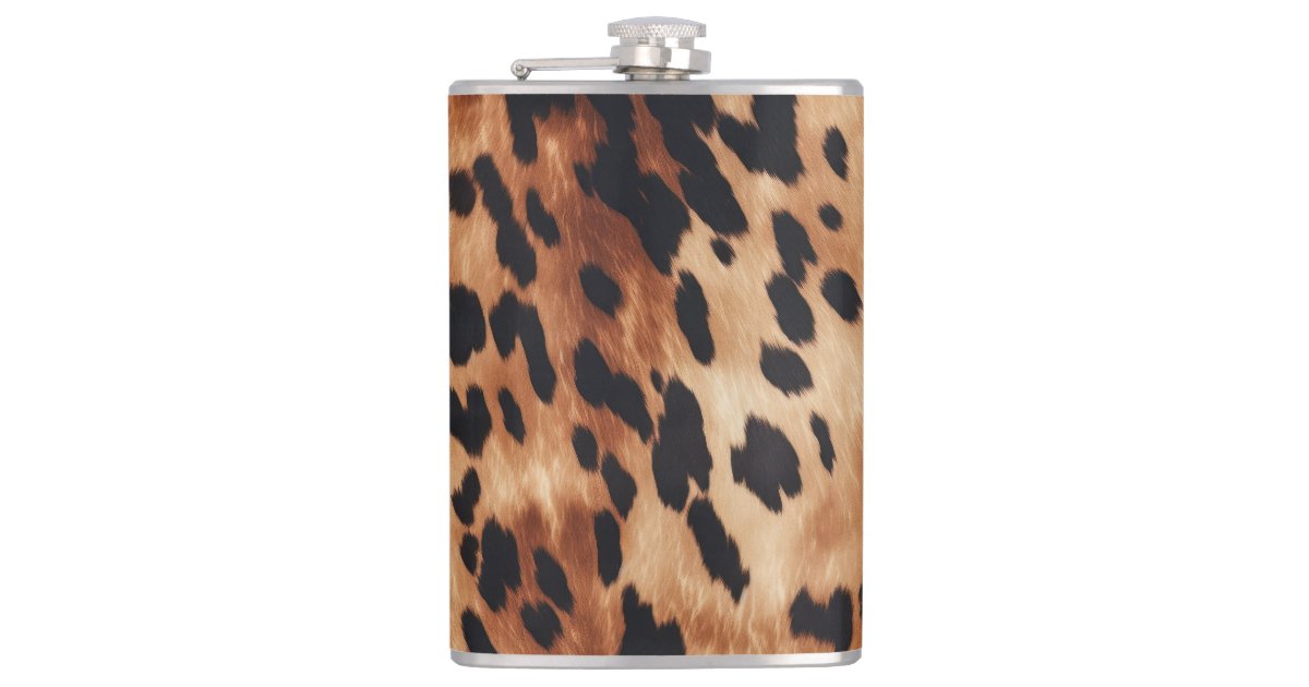 Western Brown Black Cowhide Animal Flask | Zazzle