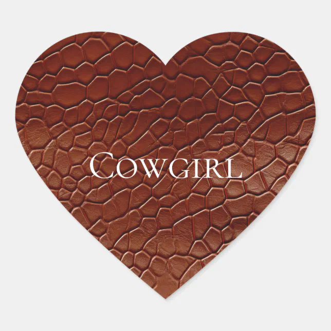 Western Brown Leather Look Animal Heart Sticker | Zazzle