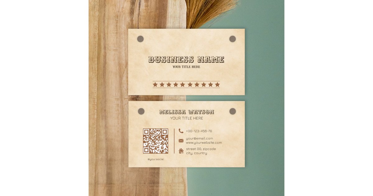 Western brown QR code southern Business Card | Zazzle