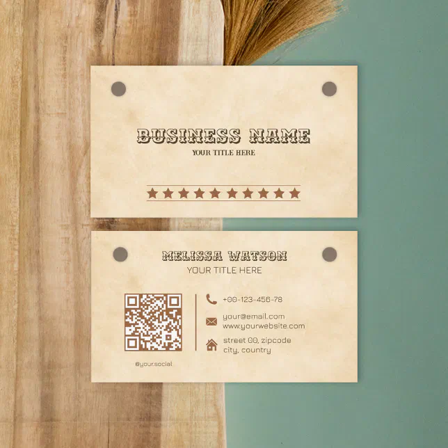 Western brown QR code southern Business Card | Zazzle