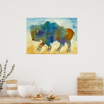 Western Buffalo Stylized art form Poster | Zazzle