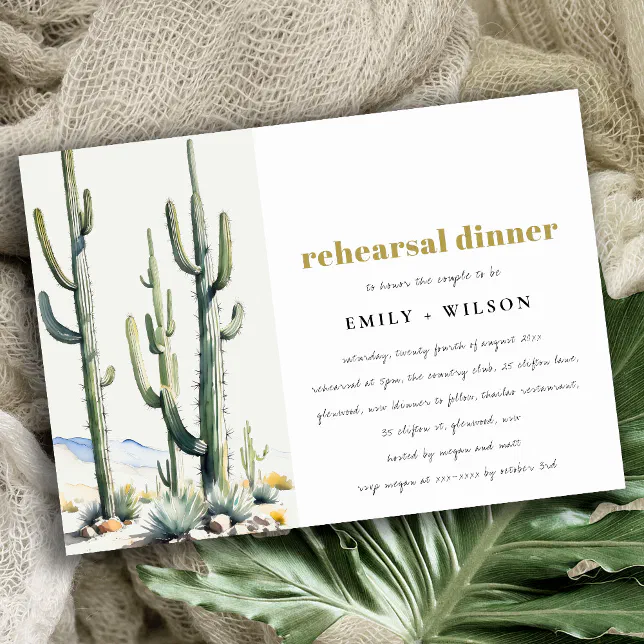 Western Cactus Desert Landscape Rehearsal Dinner Invitation | Zazzle